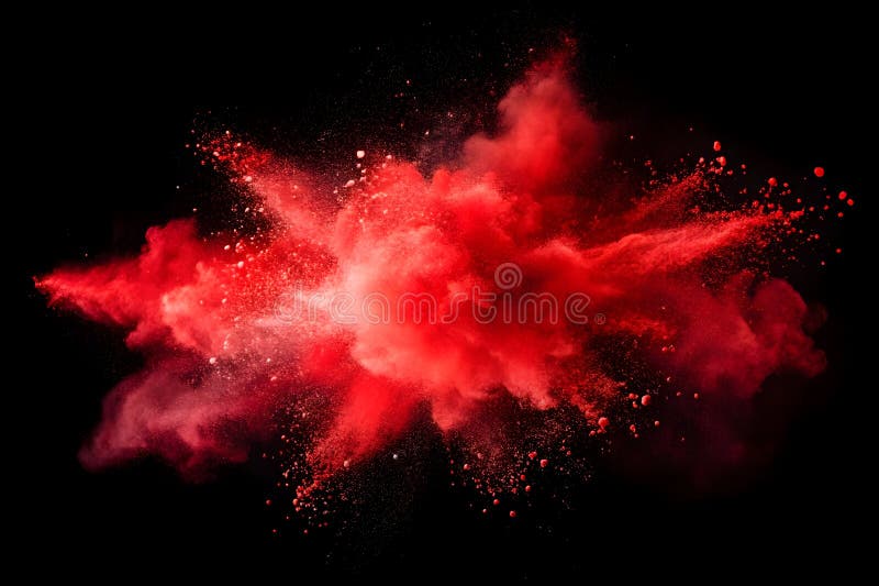 Red Dust Explosion on Black Background Stock Illustration ...
