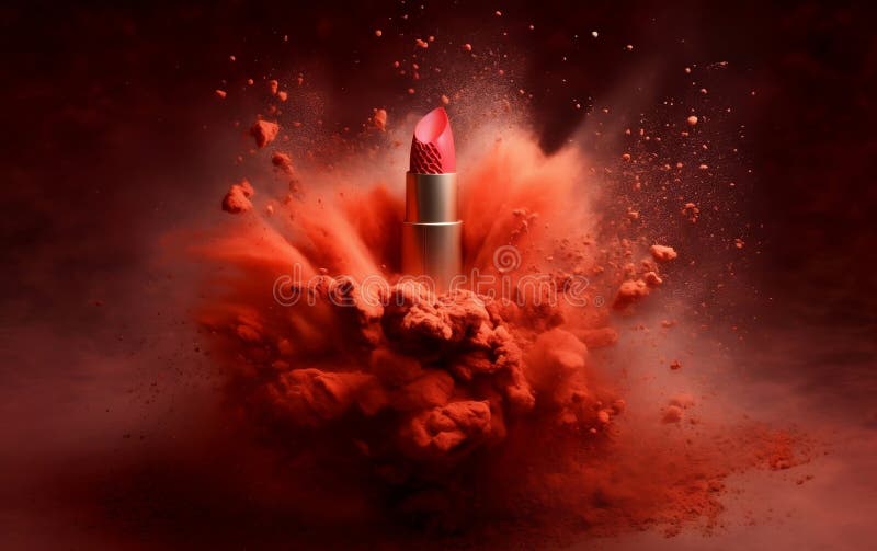 Red Dust Explosion Dynamic Design. Generative AI Stock Illustration ...