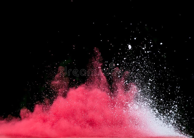 Red Dust Explosion Isolated on Black Background Stock Image - Image of ...