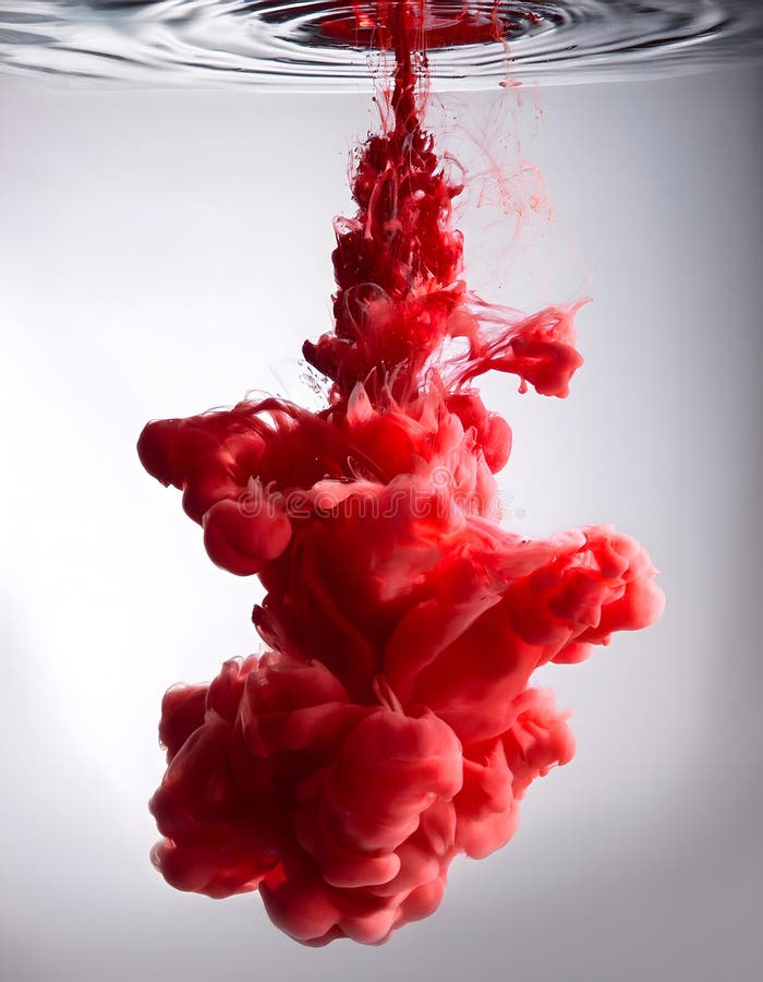 Red Dye Diluting in the Water Forming a Cloud Stock Illustration ...