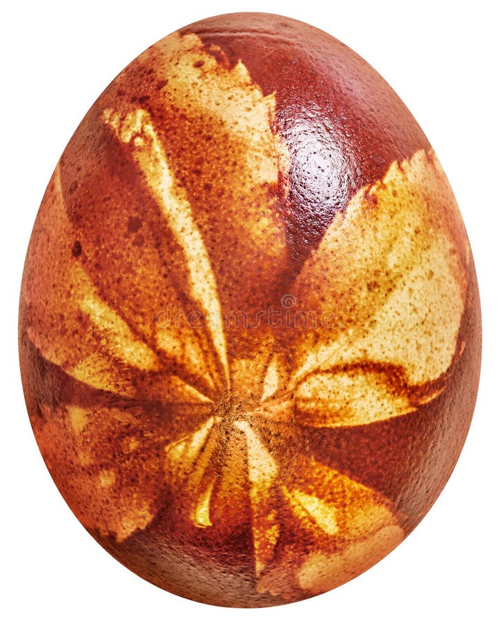 Red Dyed Easter Egg Decorated with Weed Leaves Imprints Isolated on ...