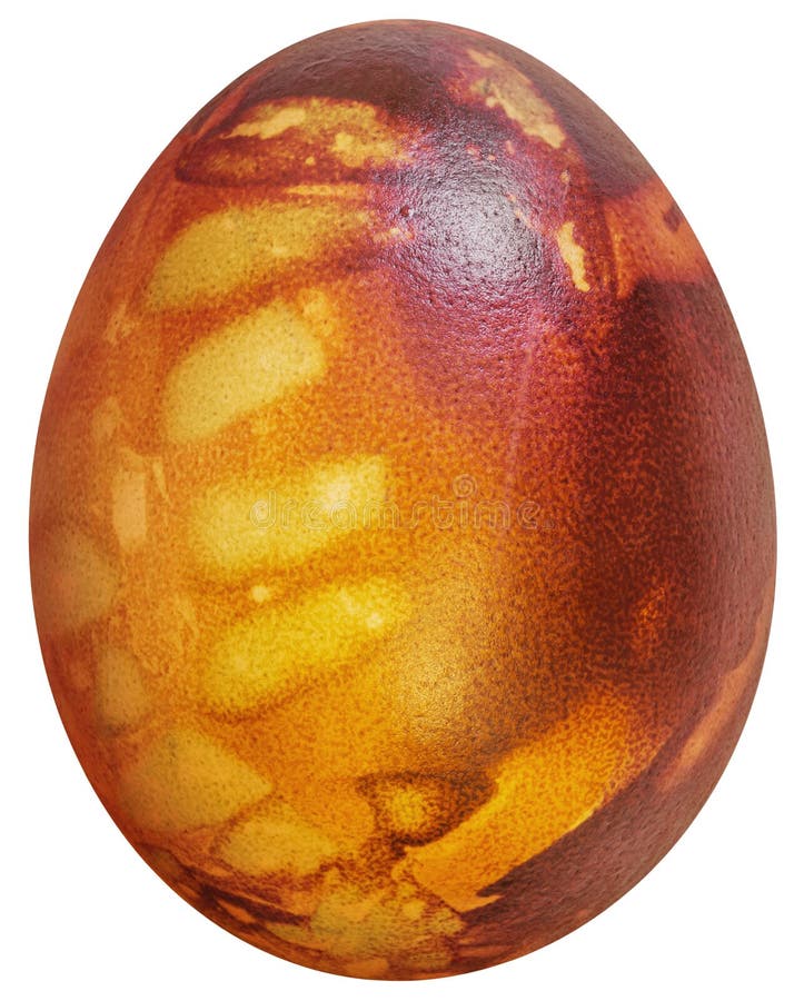 Red Dyed Easter Egg Decorated with Weed Leaves Imprints Isolated on ...