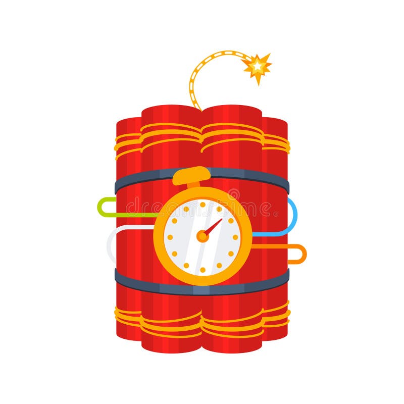 Red Dynamite Sticks Connected To Timer and Fuse, Showing Imminent ...