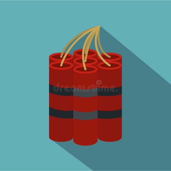 Red Dynamite Sticks Icon, Flat Style Stock Vector - Illustration of ...