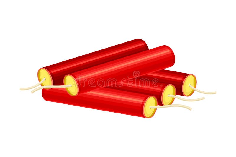 Red Dynamite Sticks Vector Illustration on White Background Stock ...