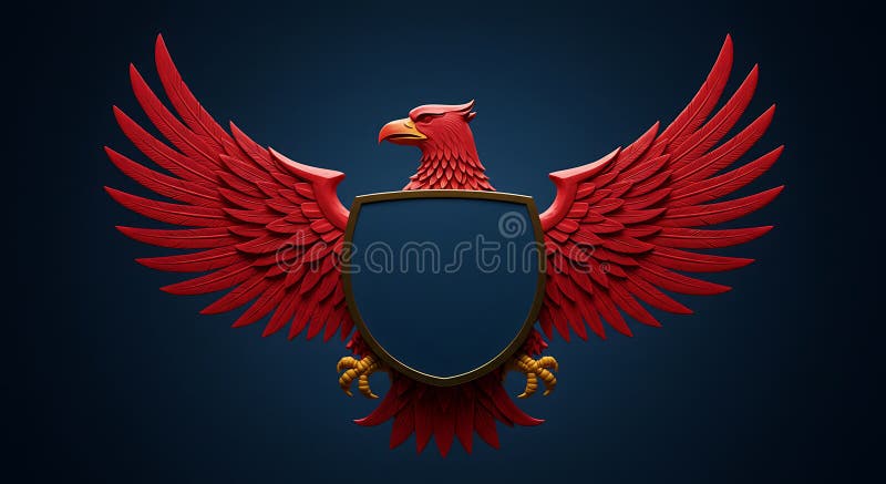 Red Eagle Holding Shield Emblem Symbolizing Power and Protection ...