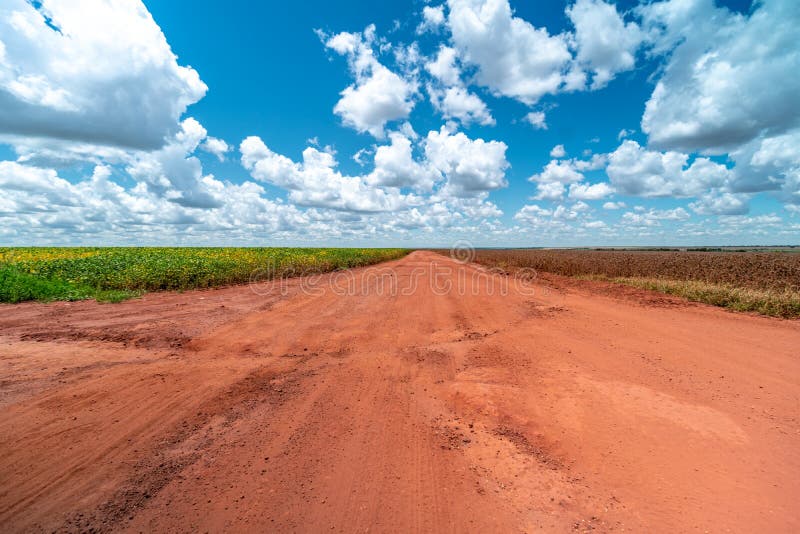 Red Earth Road between Fields in South America Stock Photo - Image of ...