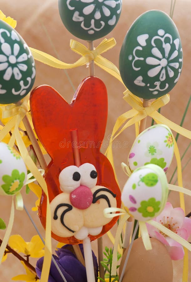 Red easter bunny with eggs stock photo. Image of color - 29865720