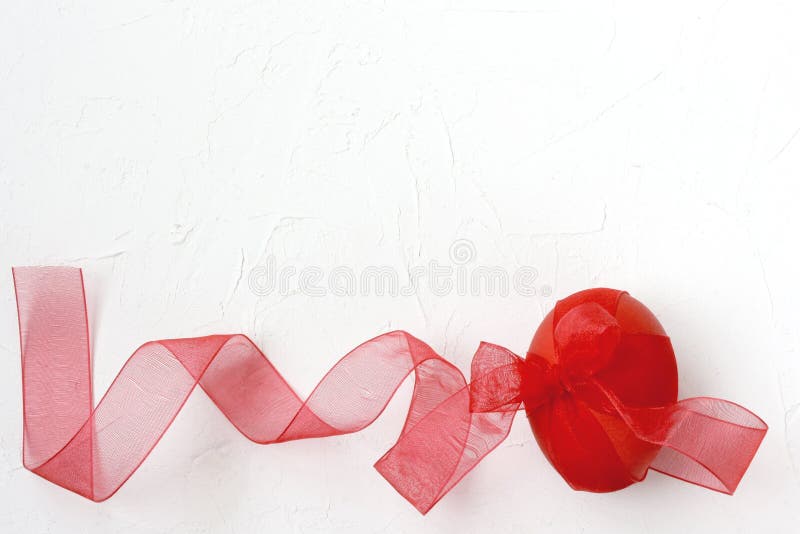 Red Easter Egg with Ribbon on White Background Stock Image - Image of ...