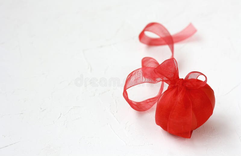Red Easter Egg with Ribbon, on White Surface Stock Image - Image of ...