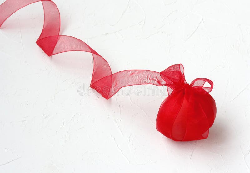 Red Easter Egg with Ribbon, on White Textured Surface Stock Image ...