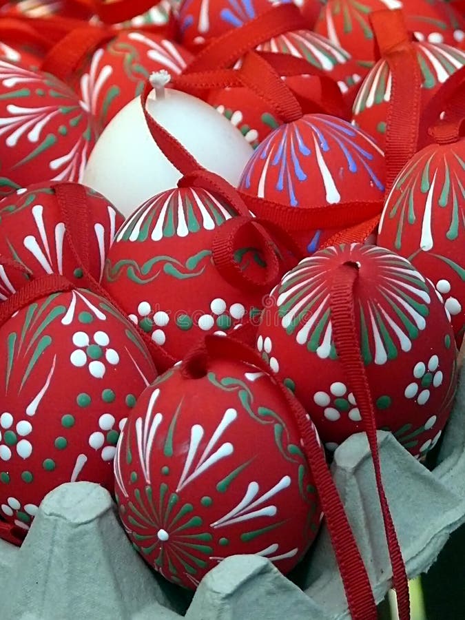 Red Easter eggs stock photo. Image of closeup, design - 5381924