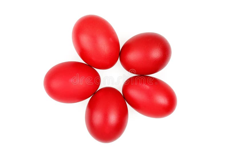 Red Easter eggs stock photo. Image of overhead, table - 113909072