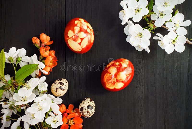 Red Easter Eggs. Postcard Concept with Copy Space, Free Space for Text ...