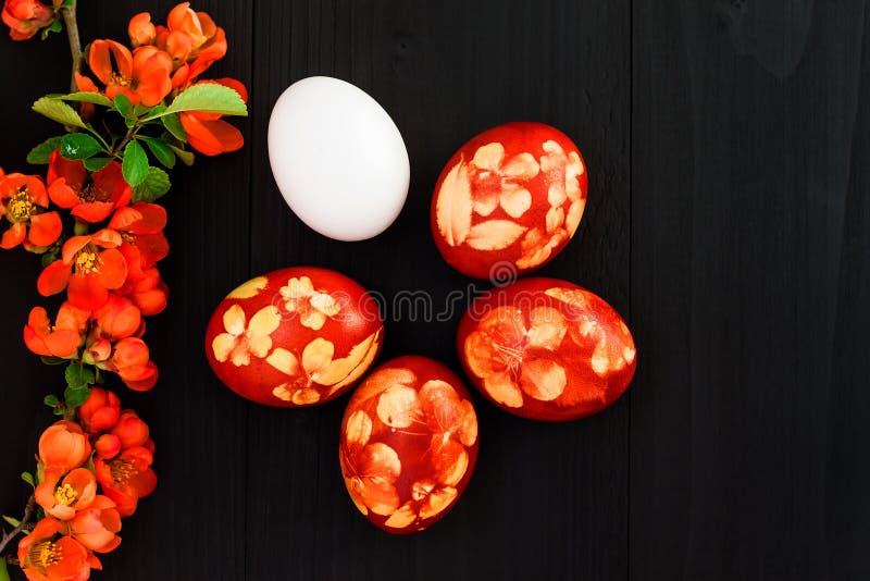 Red Easter Eggs. Postcard Concept with Copy Space, Free Space for Text ...