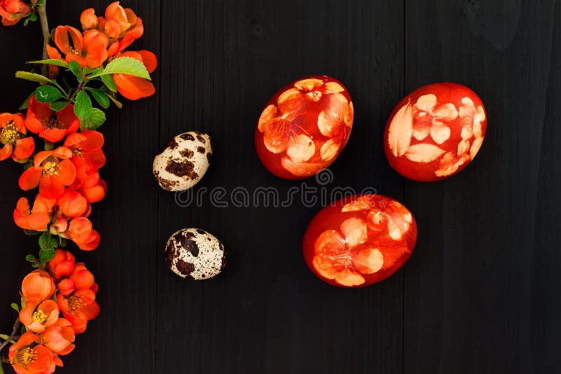 Red Easter Eggs. Postcard Concept with Copy Space, Free Space for Text ...