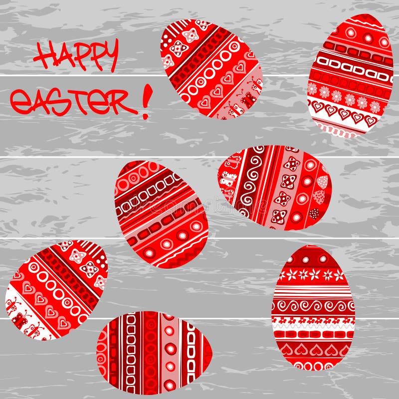 Red Easter Eggs on Wooden Background Stock Vector - Illustration of ...