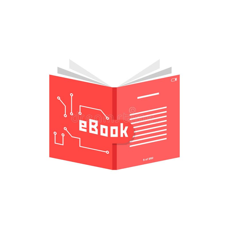 Red ebook icon stock vector. Illustration of computer - 100207930
