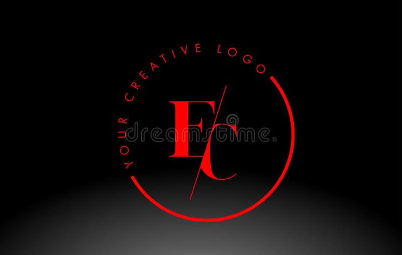 Red EC Serif Letter Logo Design with Creative Intersected Cut Stock ...