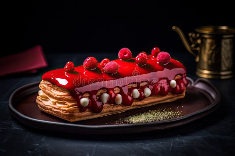 Red Eclair Cake, Delicious Delicious Dessert, Strawberry Mirror Glazed ...