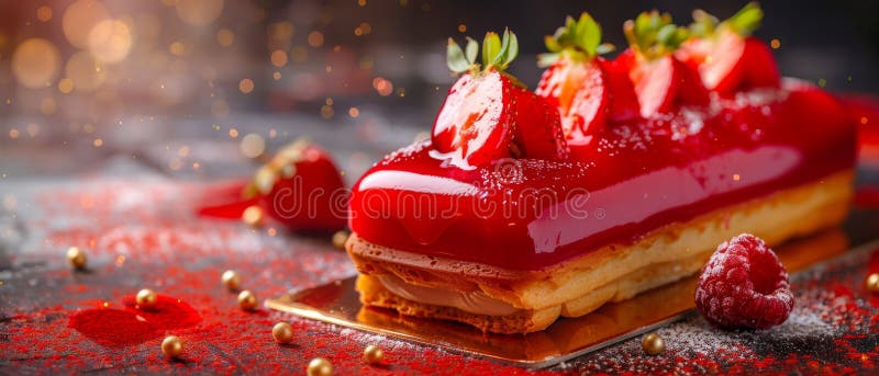 Red Eclair Cake, Delicious Delicious Dessert, Strawberry Mirror Glazed ...