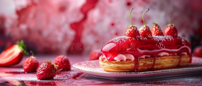Red Eclair Cake, Delicious Delicious Dessert, Strawberry Mirror Glazed ...
