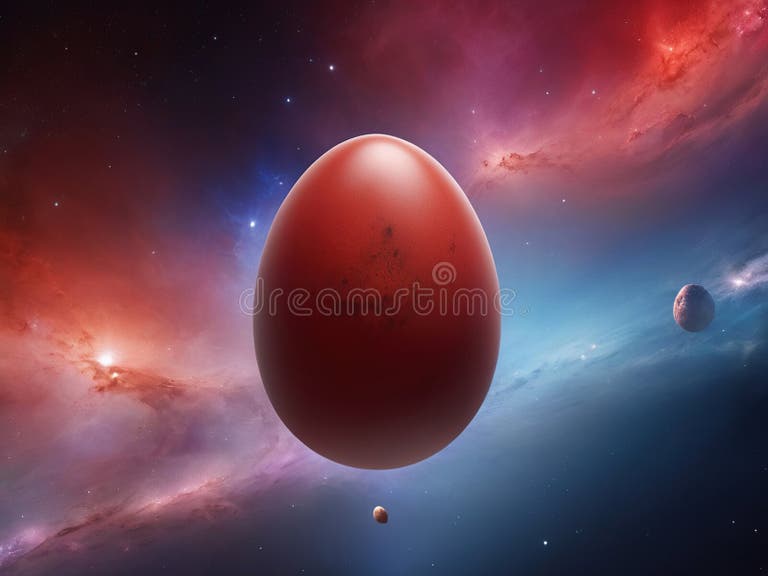 Red Egg Against the Background of the Sky, the Universe Stock ...