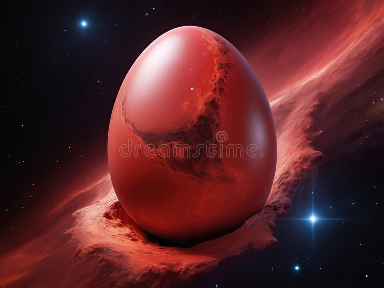 Red Egg Against the Background of the Universe Stock Illustration ...