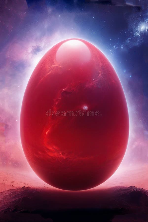 Red Egg Against the Background of the Universe Stock Illustration ...