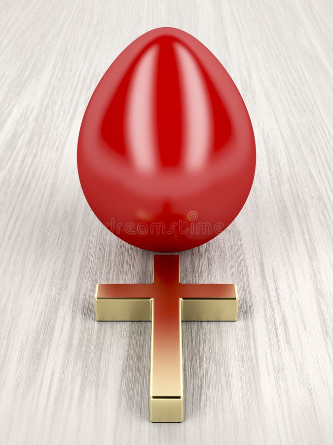 Red egg and golden cross stock illustration. Illustration of ...