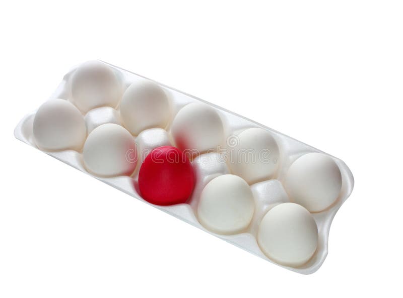 A Red Egg among a Group of White Eggs, One Particular among the Others ...