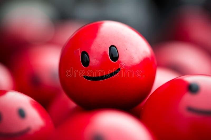 A Group of Red Smiley Faces Sitting on Top of Each Other Stock Photo ...