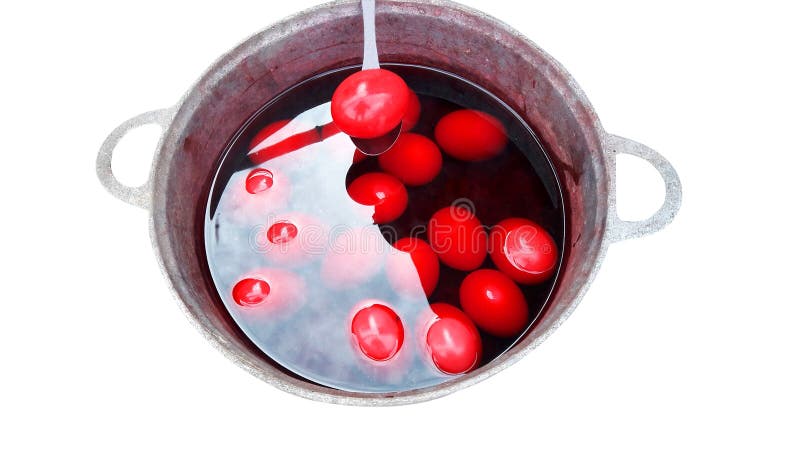 Red eggs in boiling water stock image. Image of black - 113893831