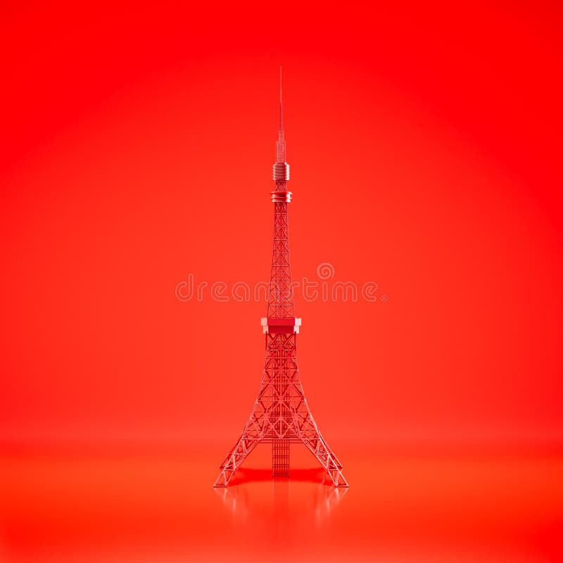 Red Eiffel Tower. Single Monochrome Red Color Tower Stock Illustration ...