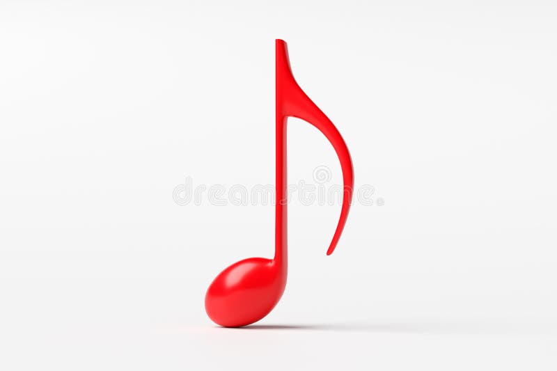 Red Eighth Note Standing on White Background Representing Music Stock ...