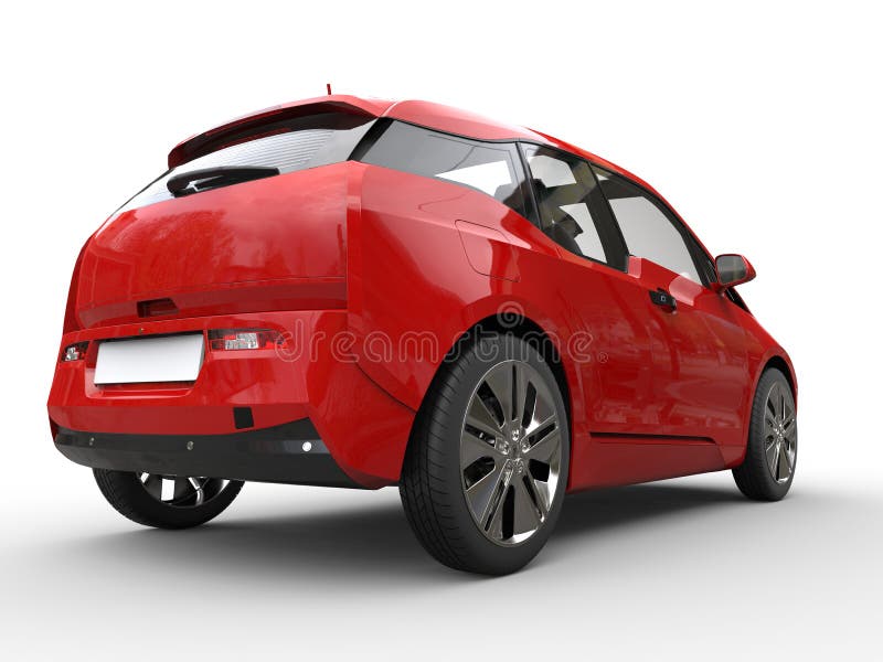 Red Electric Car - Back View Stock Illustration - Illustration of ...