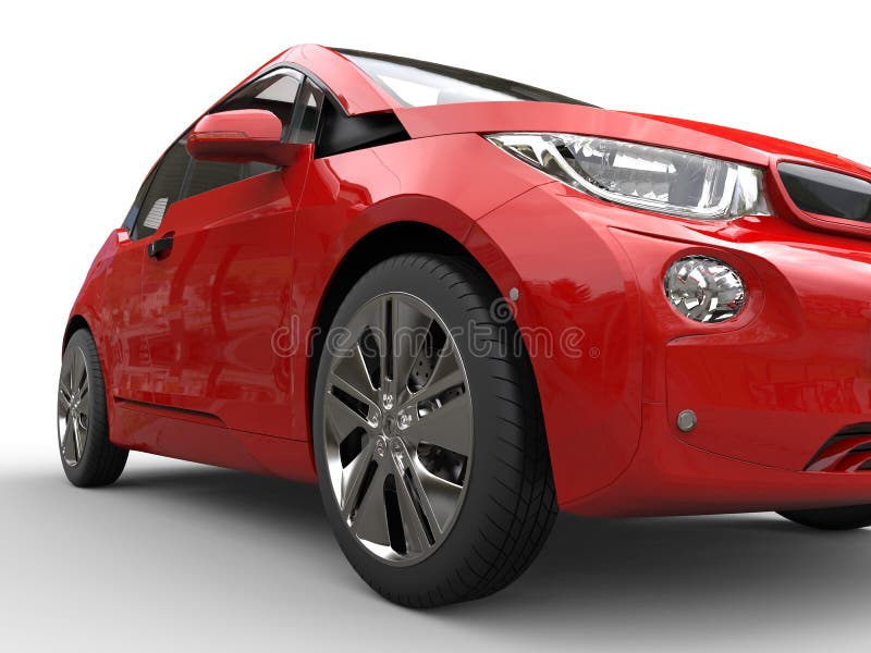 Red Electric Car - Front Wheel Closeup Stock Illustration ...