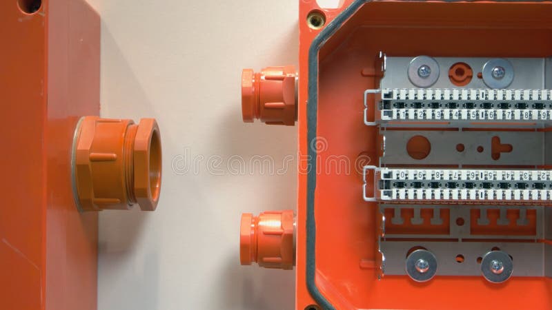 Red Electric Control Box on White Background. Stock Image - Image of ...