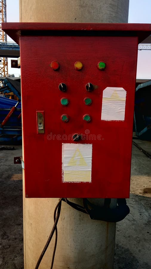 Red Electric Control Panel Box Stock Photo - Image of sign, protect ...