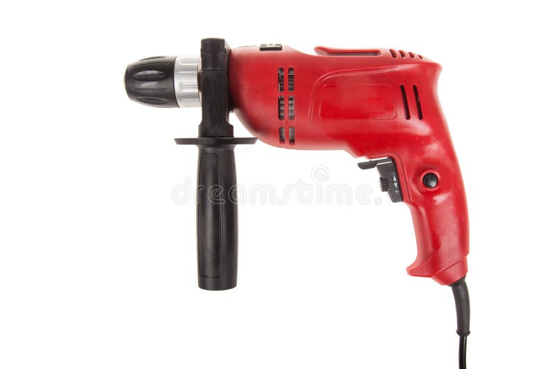 Red Electric Drilling Machine Isolated on a White Background Stock ...