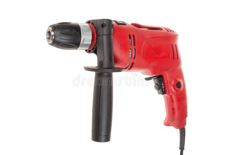 Red Electric Drilling Machine Isolated on a White Background Stock ...