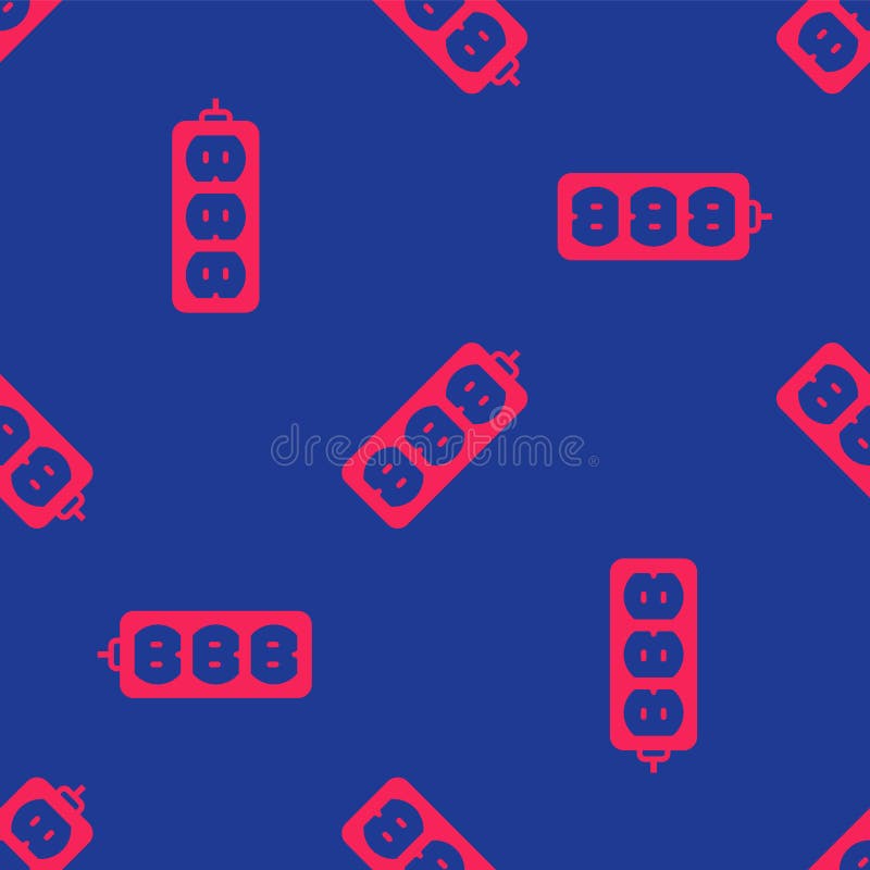Red Electric Extension Cord Icon Isolated Seamless Pattern on Blue ...