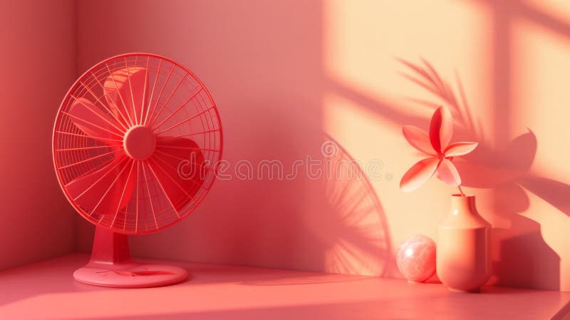 Red Electric Fan in Red Interior Stock Image - Image of switch, netting ...