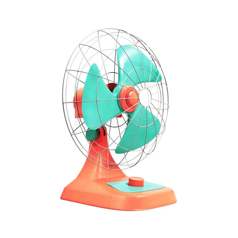 Red Electric Fan Isolated on White Background Stock Illustration ...
