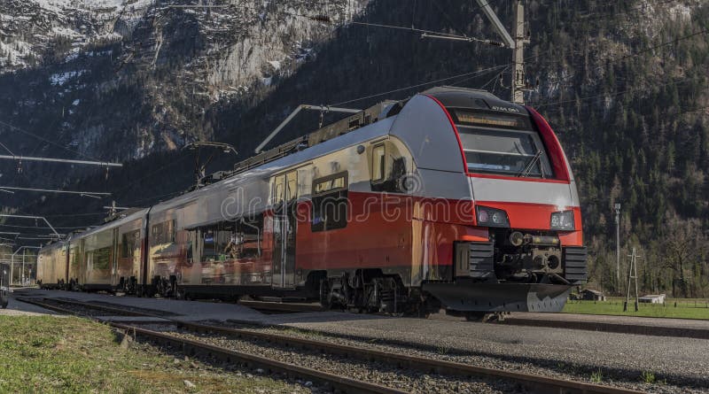 Red Electric Fast Train in Austria Alps Mountains Editorial Stock Photo ...