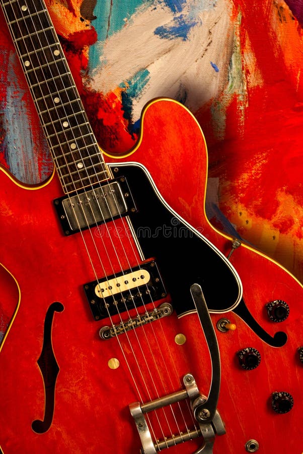 Red electric guitar stock image. Image of chord, electronic - 37838715