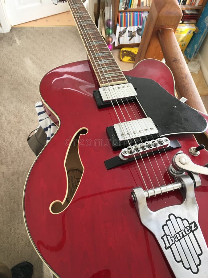 Red electric guitar editorial stock image. Image of vintage - 83775449