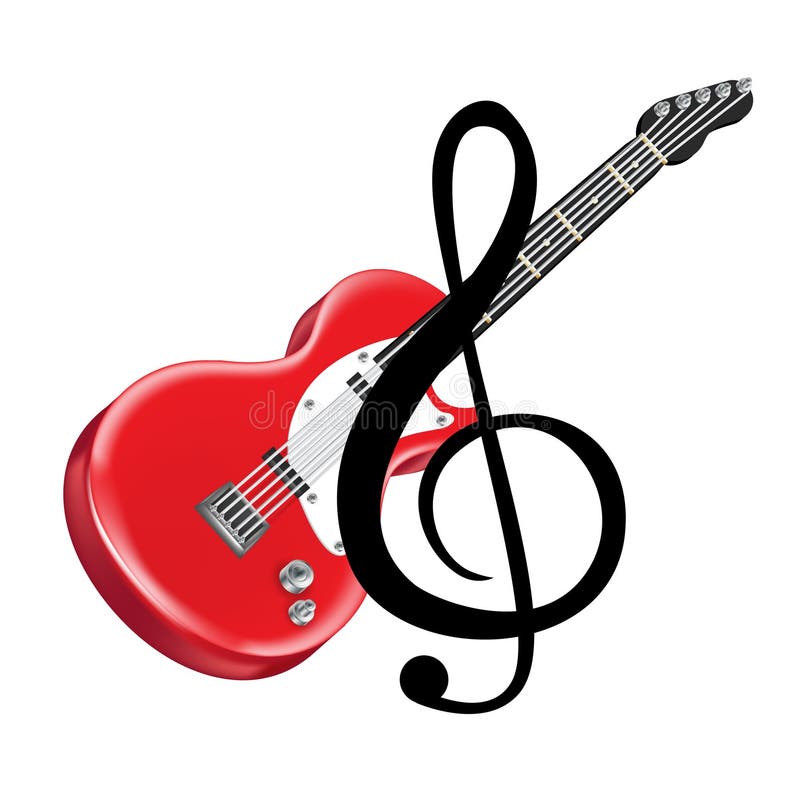 Red Electric Guitar and Key Note Isolated Stock Vector - Illustration ...