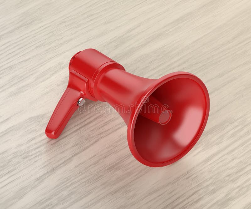 Red electric megaphone stock illustration. Illustration of table ...