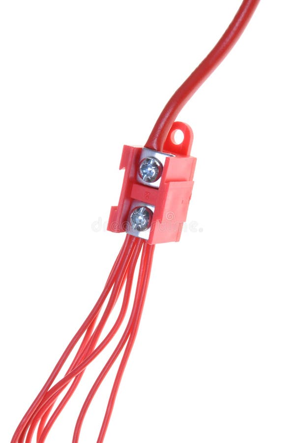 Red Electric Power Distribution Cable with Terminal Block Stock Image ...